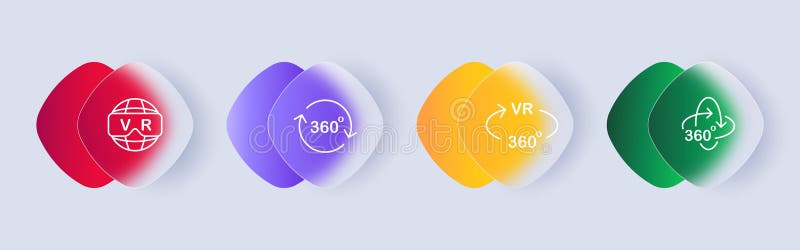 Virtual Reality Icon Set. VR Headset and Interacting with a Virtual ...