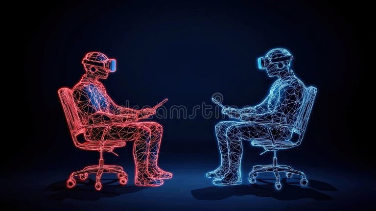 Virtual Reality Interaction between Two Users in Wireframe Style on ...