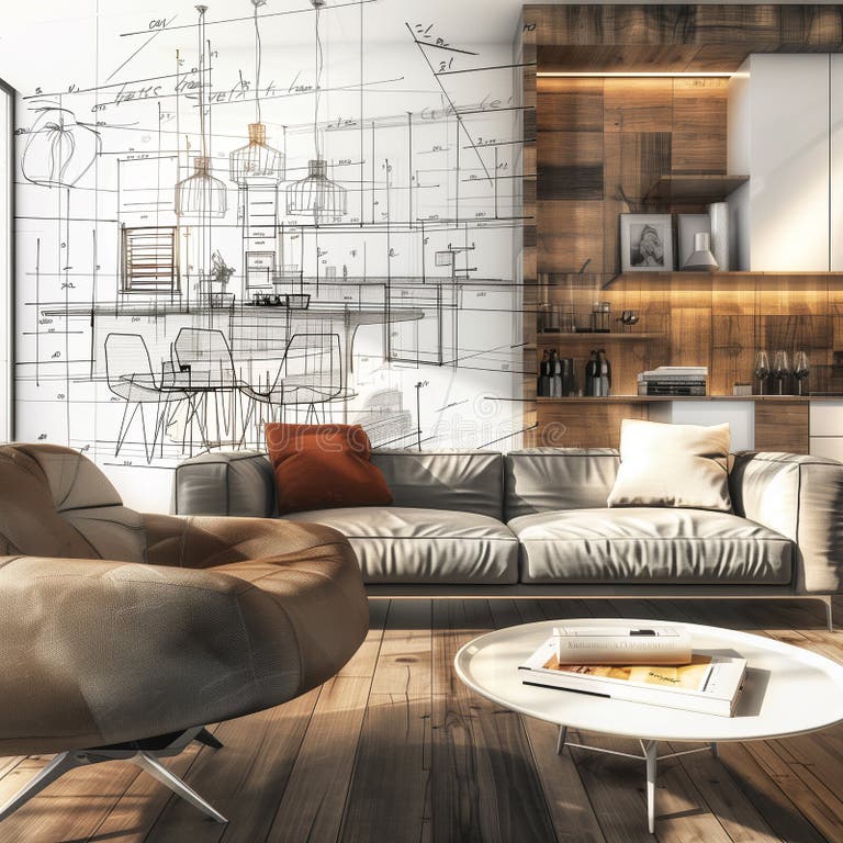 Virtual Reality Interior Design, Augmented Reality Effect Stock Image ...