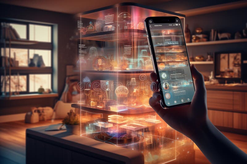 Virtual Reality: Interior Design Generated from a Smartphone Stock ...