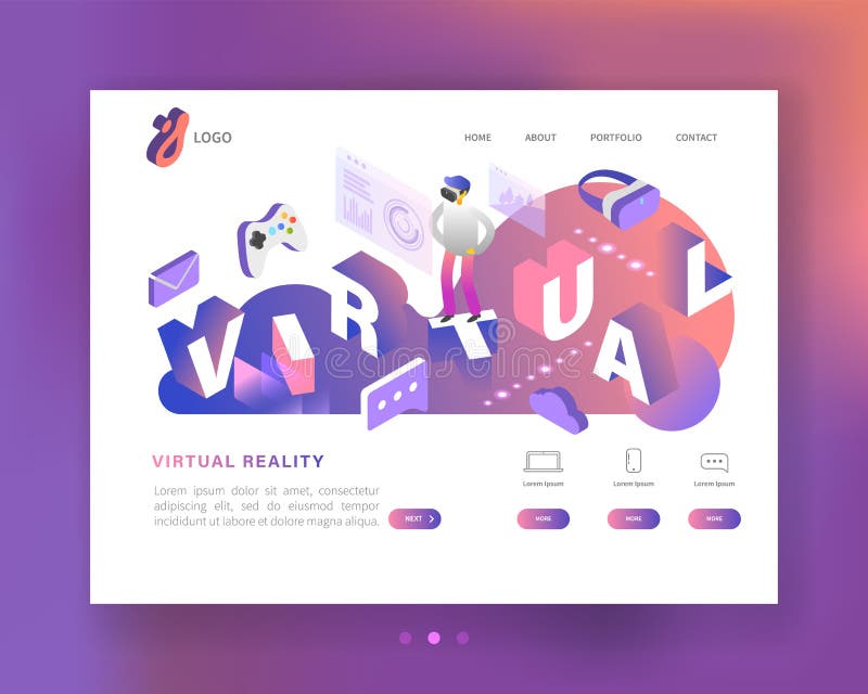 Virtual Reality Isometric Concept. Augmented Reality Landing Page ... Virtual Reality Isometric Concept. Augmented Reality Landing Page ...