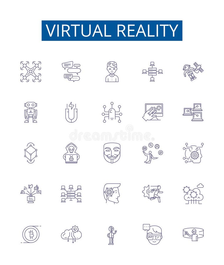 Virtual Reality Line Icons Signs Set. Design Collection of Virtual ...