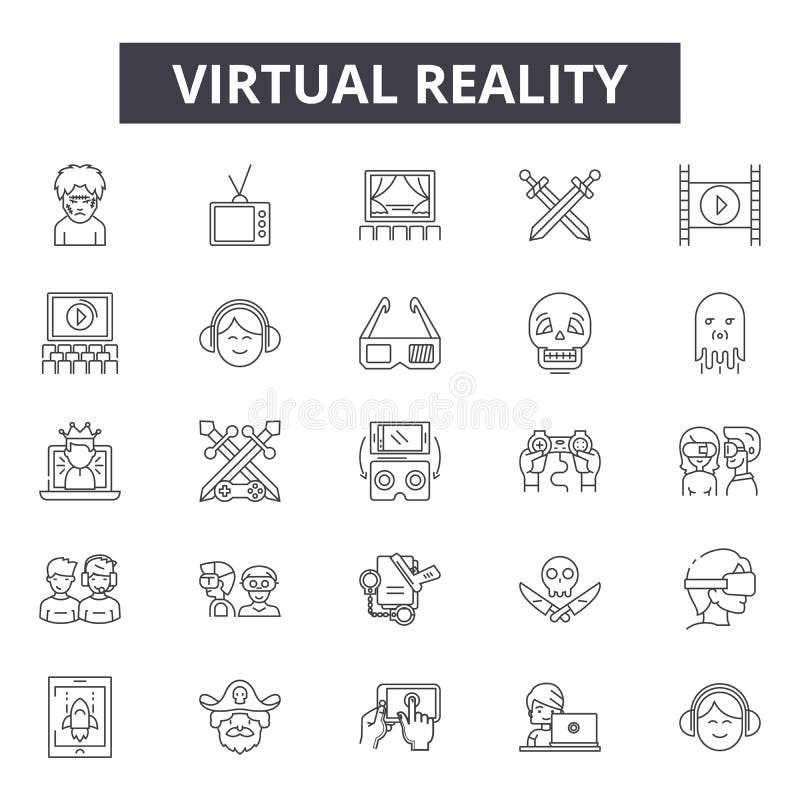 Virtual Reality Line Icons, Signs, Vector Set, Outline Illustration ...