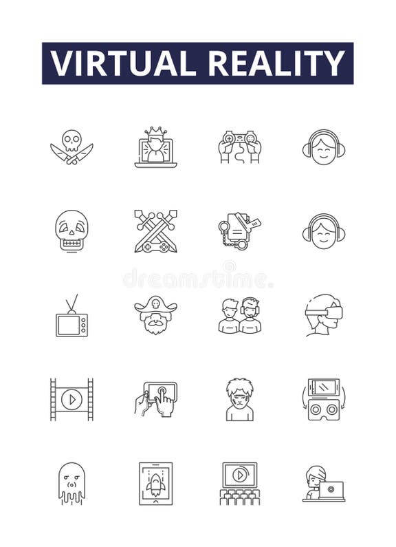 Virtual Reality Line Vector Icons and Signs. Virtual, Reality ...
