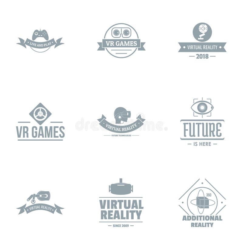 Virtual Reality Logo Set, Simple Style Stock Vector - Illustration of ...