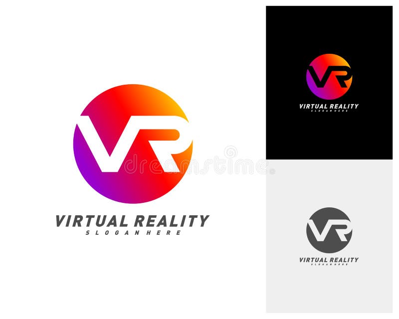 Virtual Reality Logo Template Design Vector, VR Letter Logo Design with ...