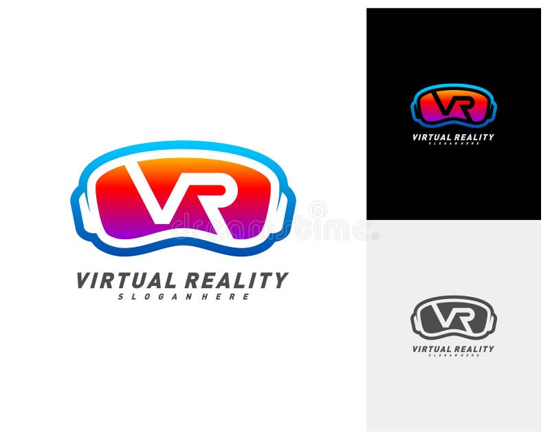 Virtual Reality Logo Template Design Vector, VR Letter Logo Design with ...