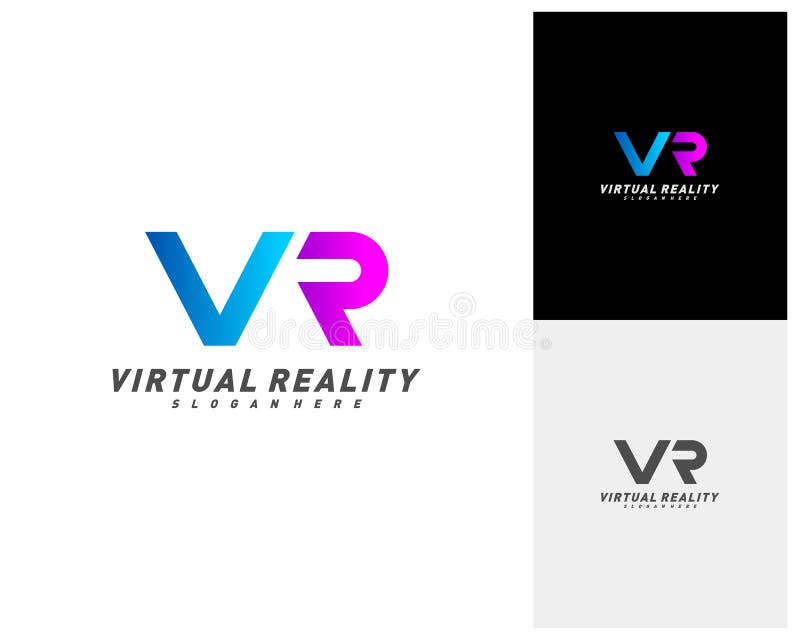 Virtual Reality Logo Template Design Vector, VR Letter Logo Design with ...