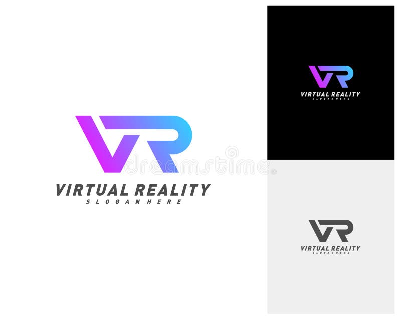 Virtual Reality Logo Template Design Vector, VR Letter Logo Design with ...