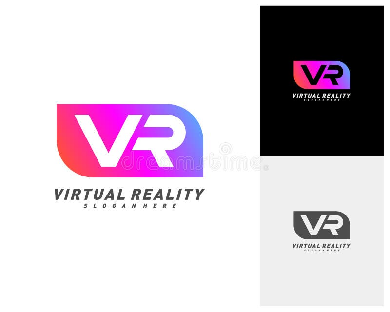 Virtual Reality Logo Template Design Vector, VR Letter Logo Design with ...