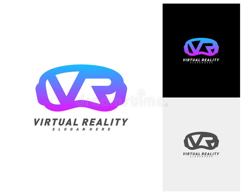 Virtual Reality Logo Template Design Vector, VR Letter Logo Design with ...