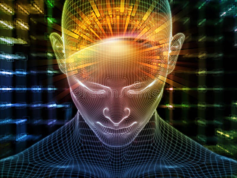 Virtual Brain Frequencies stock illustration. Illustration of face ...