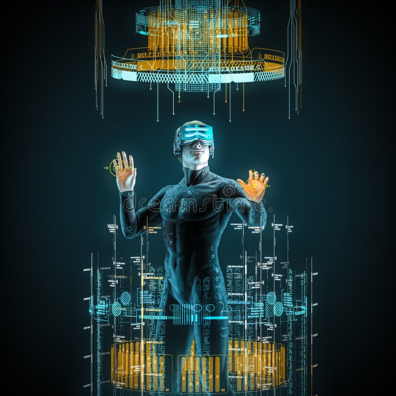 Virtual Reality User Upload Stock Illustration - Illustration of gaming ...