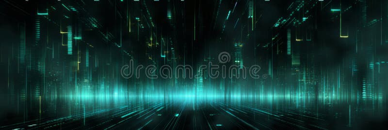 Virtual Reality Matrix with Glow of Information. Cyberspace with ...