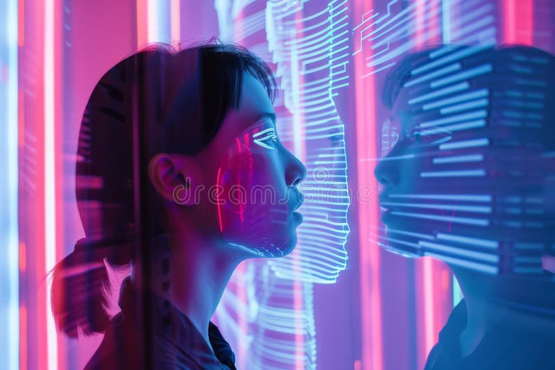 Virtual Reality Mirror Reflecting a Digital Avatar Stock Illustration ...