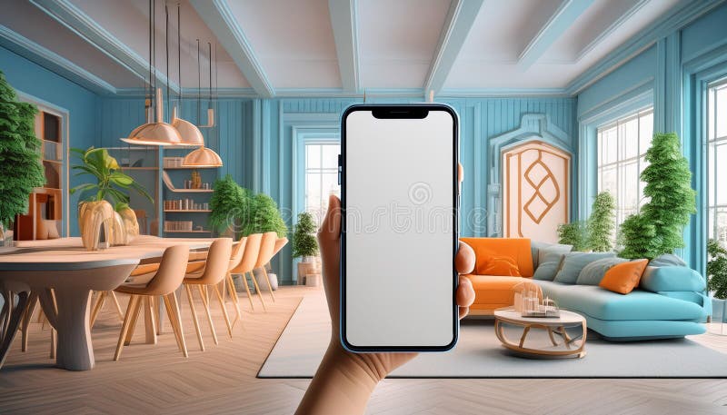 Virtual Reality Mockup of a Blank Smartphone Stock Photo - Image of ...
