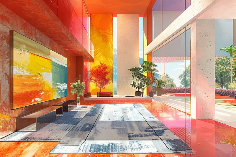 Virtual Reality Mockup Interior Design and Screen Mockup for Creative Stock Illustration ...