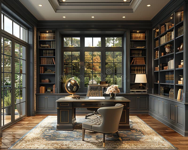 A Virtual Reality Mockup of a Stylish Home Office Stock Photo - Image ... A Virtual Reality Mockup of a Stylish Home Office Stock Photo - Image ...