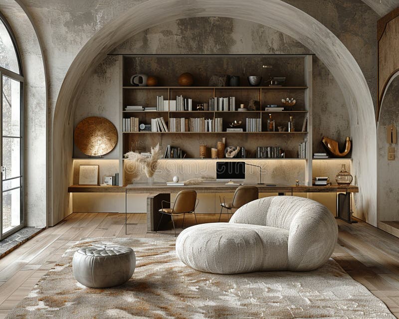 A Virtual Reality Mockup of a Stylish Home Office Stock Photo - Image ...