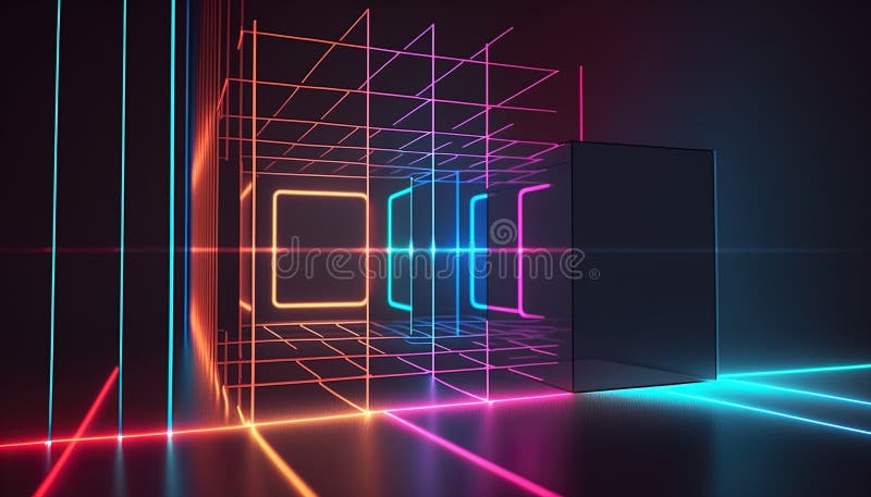 Virtual Reality Neon Room Second World Metaverse Created with ...
