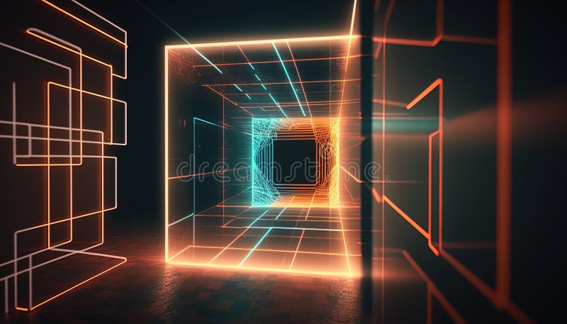 Virtual Reality Neon Room Second World Metaverse Created with ...