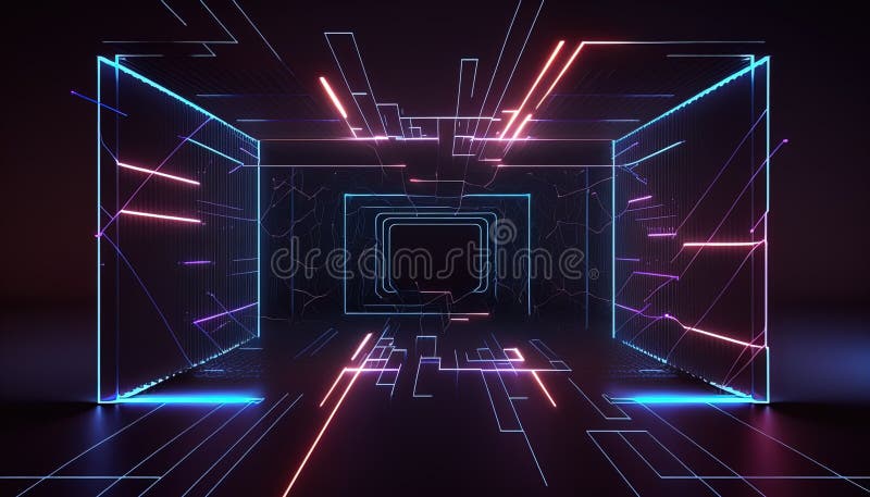 Virtual Reality Neon Room Second World Metaverse Created with ...