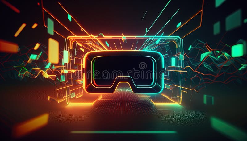 Virtual Reality Neon Room Second World Metaverse Created with ...