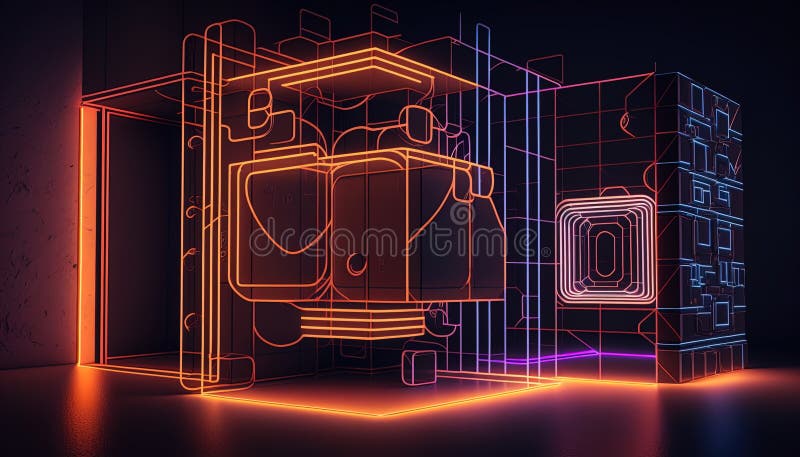 Virtual Reality Neon Room Second World Metaverse Created with ...