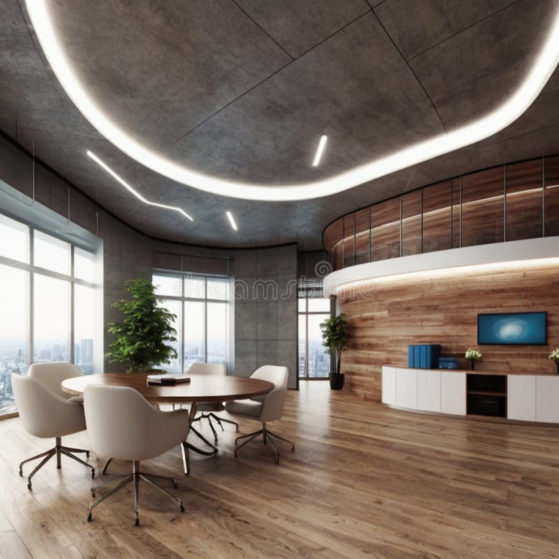 360° Virtual Reality Office Interior: a Modern 3D Render Stock ...