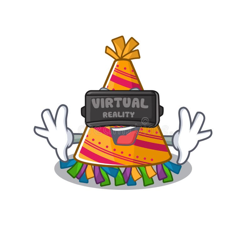Virtual Reality Party Hat Cartoon with Character Shape Stock Vector ...