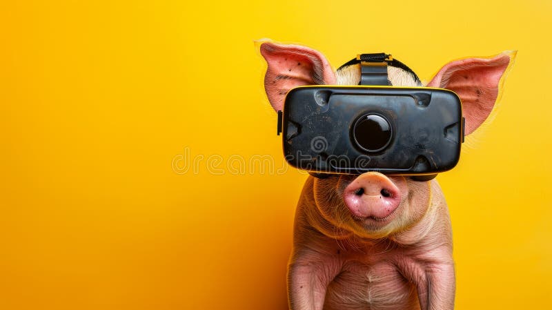 Virtual Reality Pig Illustration with Ample Space for Text and Graphics ...