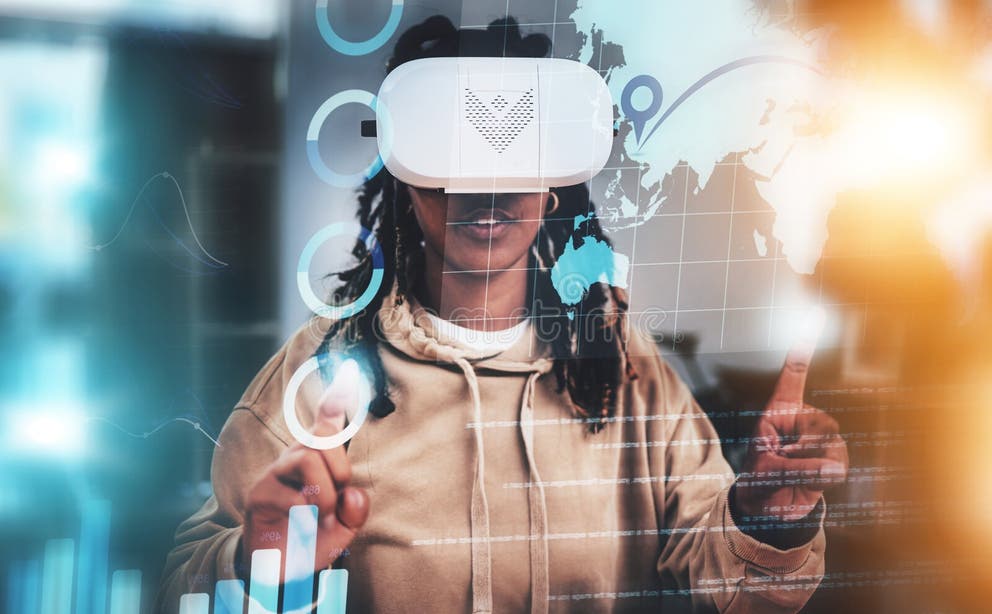 Virtual Reality, Pointing or Woman with Global Data for Vr Elearning ...