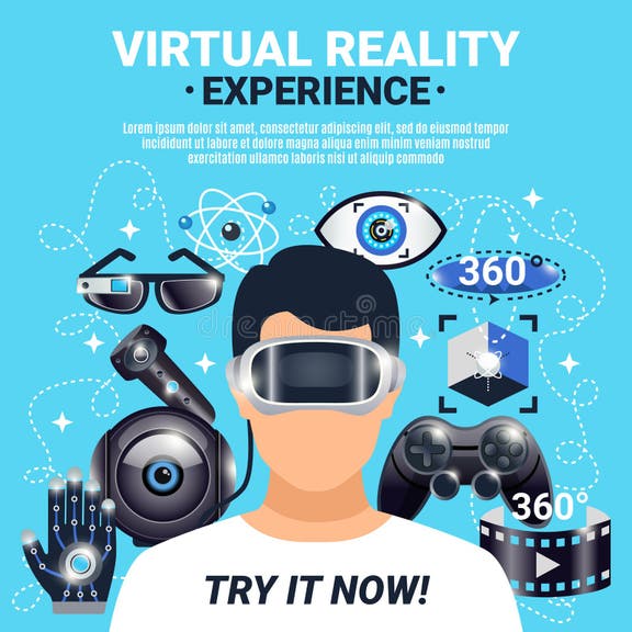 Virtual Reality Poster stock vector. Illustration of equipment - 94299633