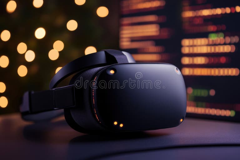 Virtual Reality Programming, a Vr Headset Surrounded by Colorful Coding Books and Glowing Leds ...