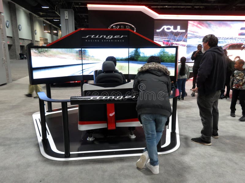 Virtual Reality Race Car Simulation at the Auto Show Editorial Image ... Virtual Reality Race Car Simulation at the Auto Show Editorial Image ...
