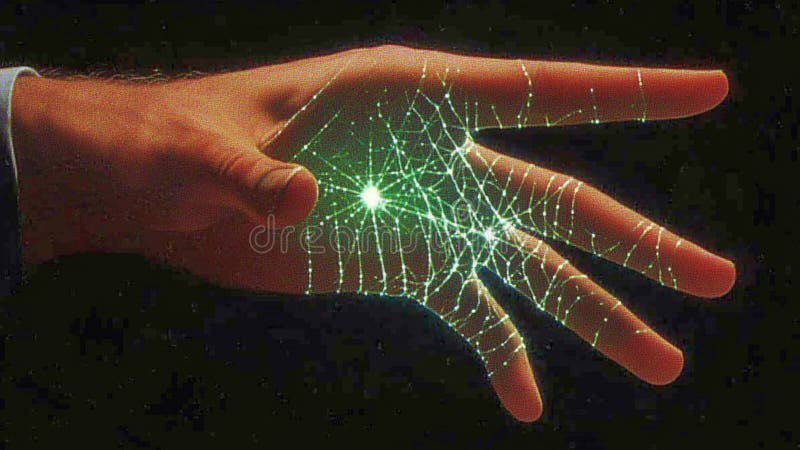 A Digital Computerized Matrix Movie Metaverse Human Hand Blueprint ...