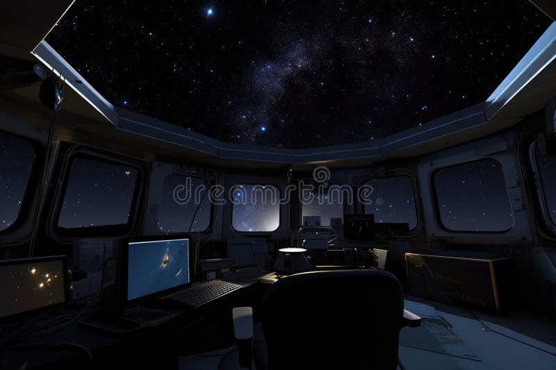 Virtual Reality Simulation of Space, with View of the Milky Way and Stars Visible in the ...
