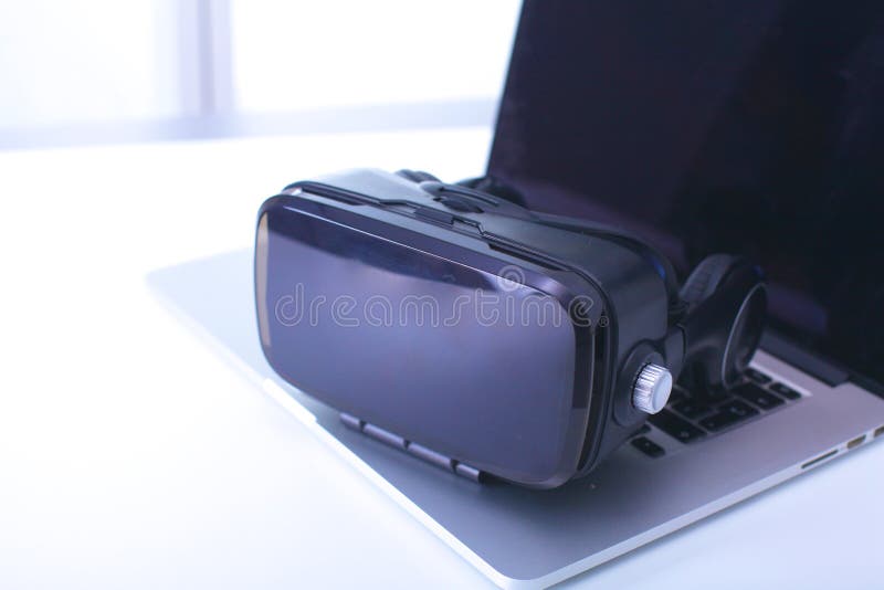 Virtual Reality Smart-phone Headset Concept in Office Stock Photo ...