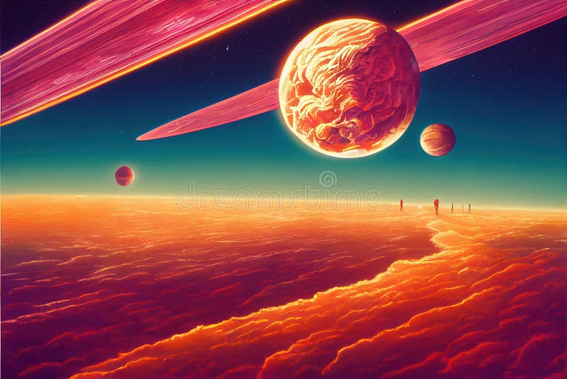 Virtual Reality Space with Abstract Multicolor Psychedelic Planet ...