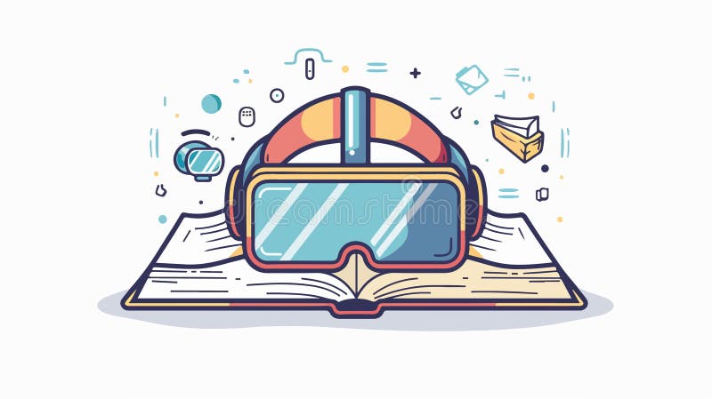 Virtual Reality Study Concept with VR Headset and Book Stock Vector ...