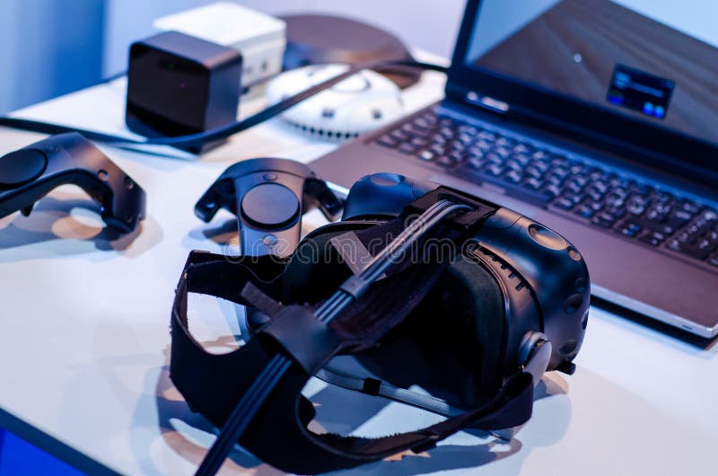 Virtual Reality System. VR Headsets with Controllers Stock Photo ...