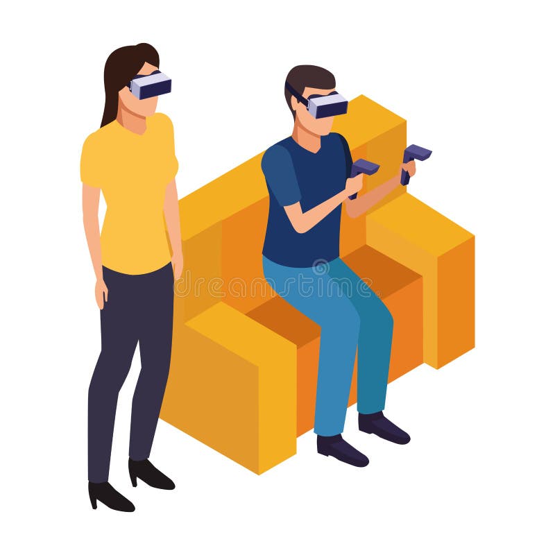 Virtual Reality Technology Experience Cartoon Stock Vector ...