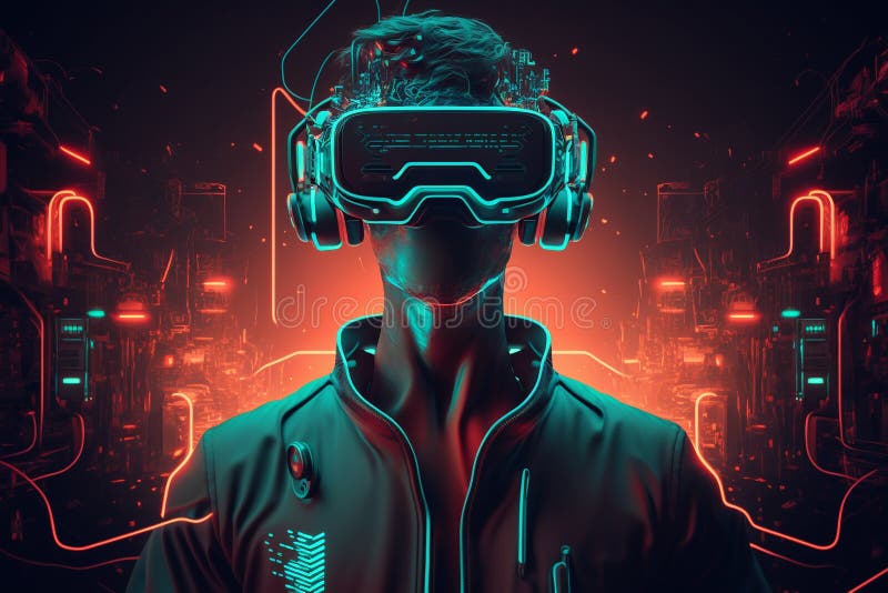 Virtual Reality Technology Vr Headset Metaverse Concept Idea. Ai ...