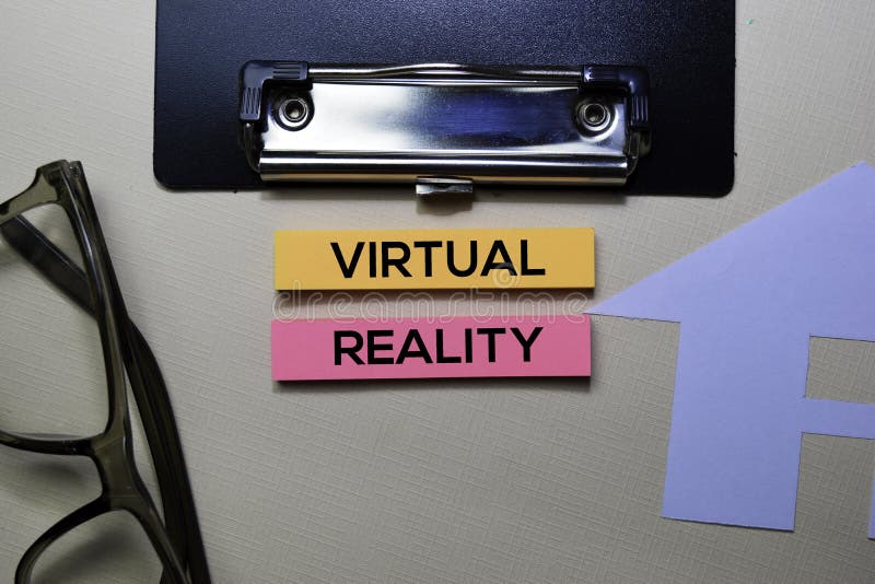 Virtual Reality Text on Sticky Notes Isolated on Office Desk Stock ...
