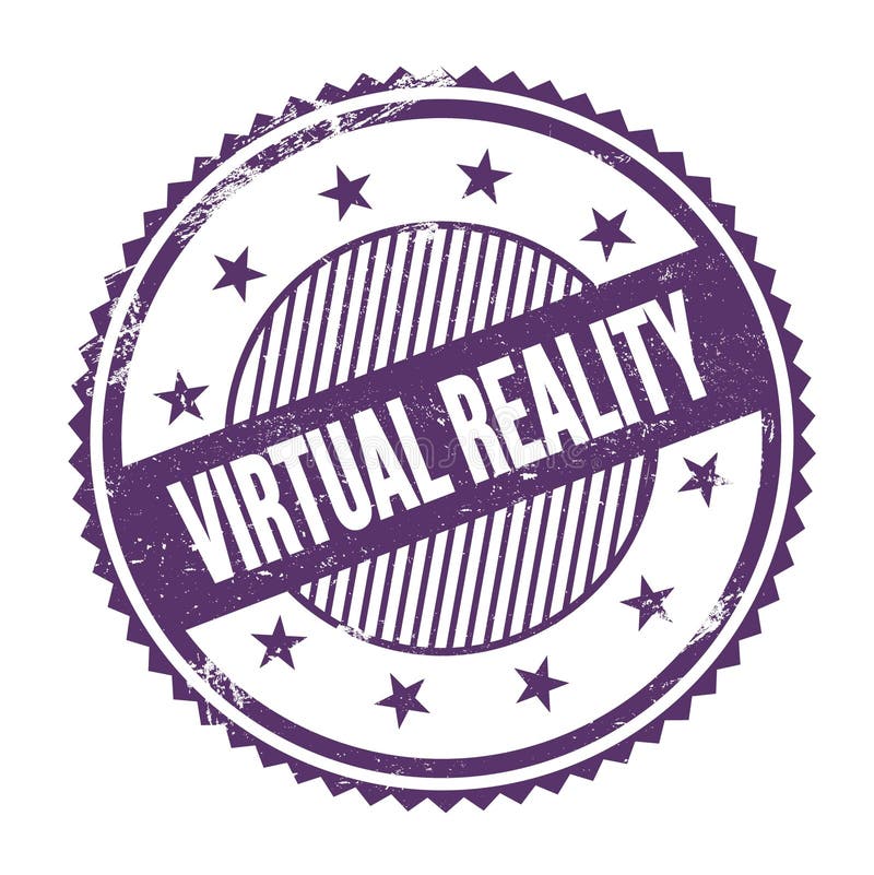 VIRTUAL REALITY Text Written on Purple Indigo Grungy Round Stamp Stock ...