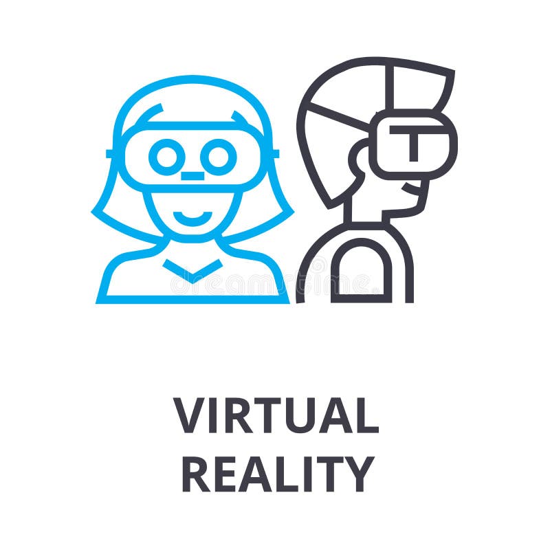 Virtual Reality Business Line Icon Concept. Virtual Reality Business ...