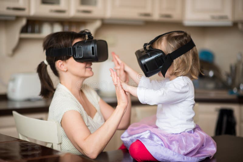 Virtual Reality Together is Fun Stock Image - Image of technology ...
