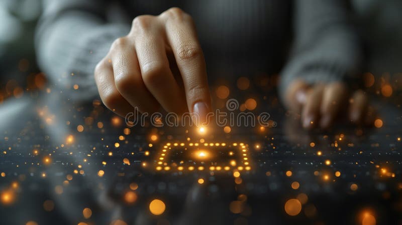 Virtual Reality Touchpoint Close-Up Finger Press on Augmented Reality ...