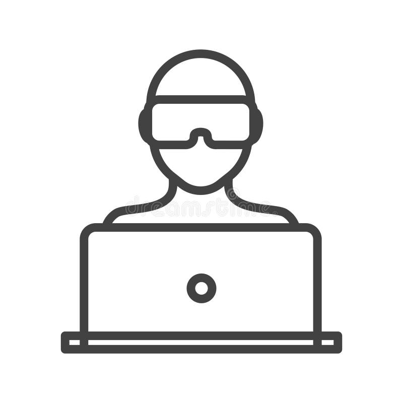 Virtual Reality User with Laptop Stock Vector - Illustration of gaming ...