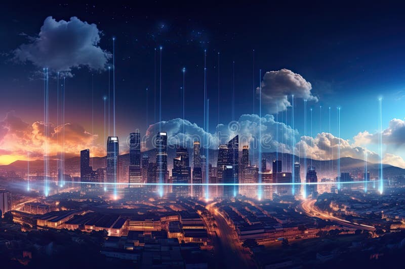 Smart City Virtual and Augmented Experiences. AI Generated Illustration ...